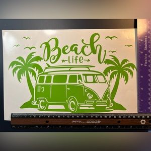 Hand Crafted | Wall Decor | Beach Life Van Palm Trees Green Vinyl Car ...